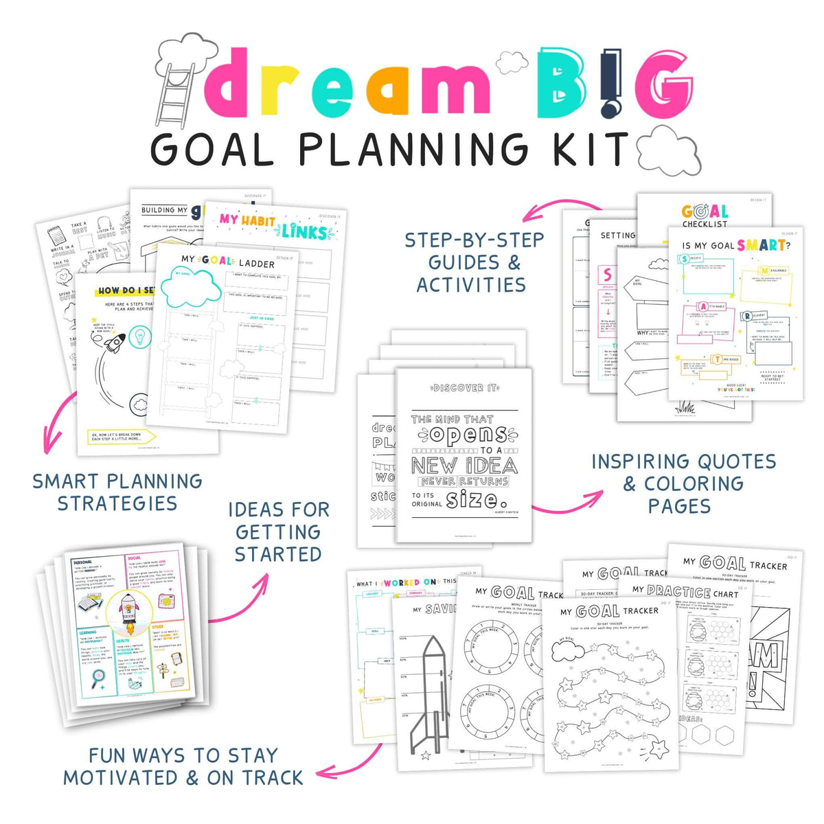 Dream Big Goal Planning Kit For Kids - Printable PDF (Ages 8-12)